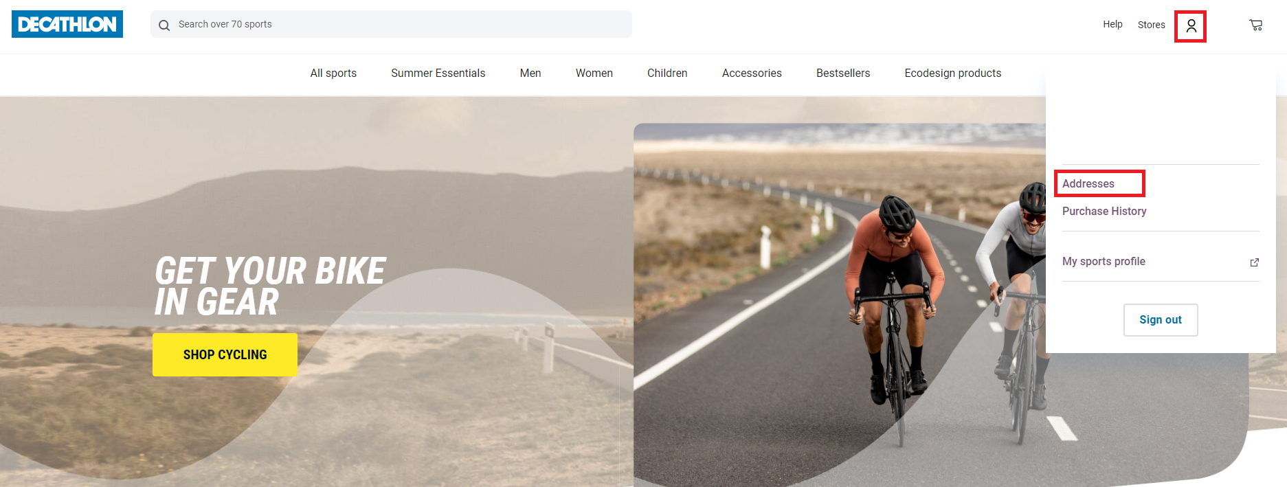 Selecting a different shipping and billing address at the checkout ...
